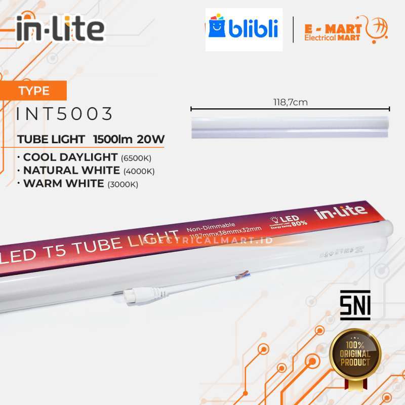 Promo Inlite Lampu Led T5 Batten 20w 120cm 20 Watt Int5003 Tl In-lite ...