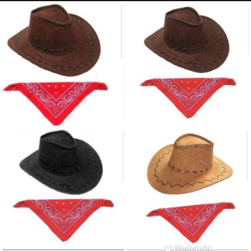 Jual Topi Set Koboi | Cowboy Ranch Hat Scart Set | Costume Cowboy Ranch ...