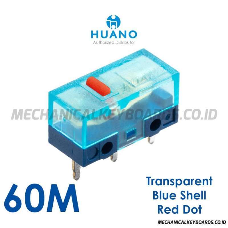 Jual Huano Transparent Blue Shell Red Dot Mouse Micro Switch (60m) Di ...