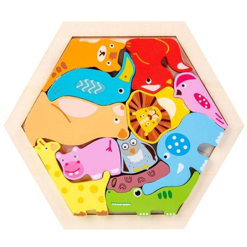Promo Mainan Anak Puzzle Kayu 3d Shape Mix Jigsaw Bentuk Animal Dino ...