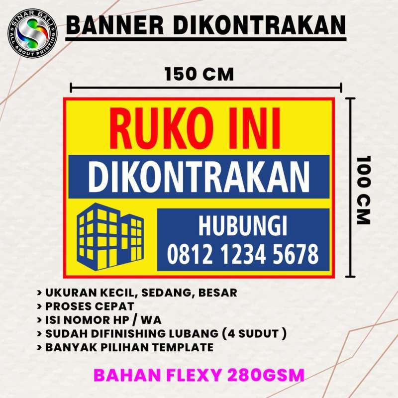 Jual (1) Banner / Spanduk / Backdrop Dikontrakan Disewa Rumah Tanah ...