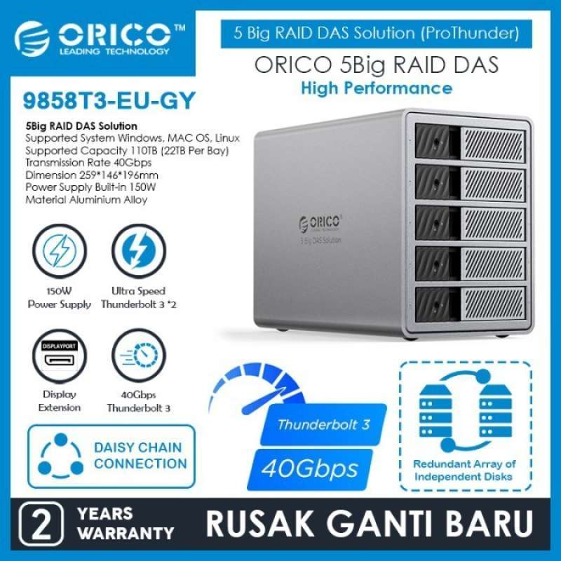 Jual Orico 5big Prothunder 40gbps Das Studio Multibay Hdd Enclosure Ssd ...