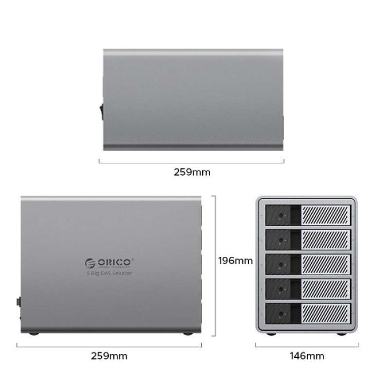 Jual Orico 5big Prothunder 40gbps Das Studio Multibay Hdd Enclosure Ssd ...