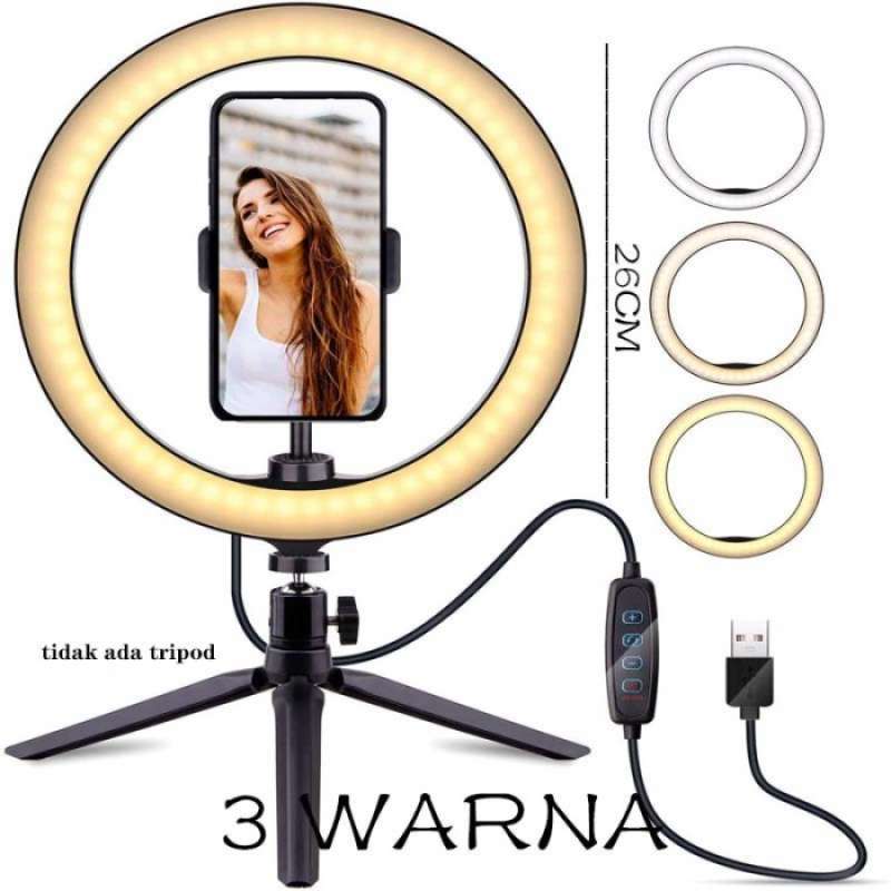 Jual Live Tiktok Lampu Ringlight+light Stand Tripod /ring Light/with Holder - Tripod+led 26cm Di ...