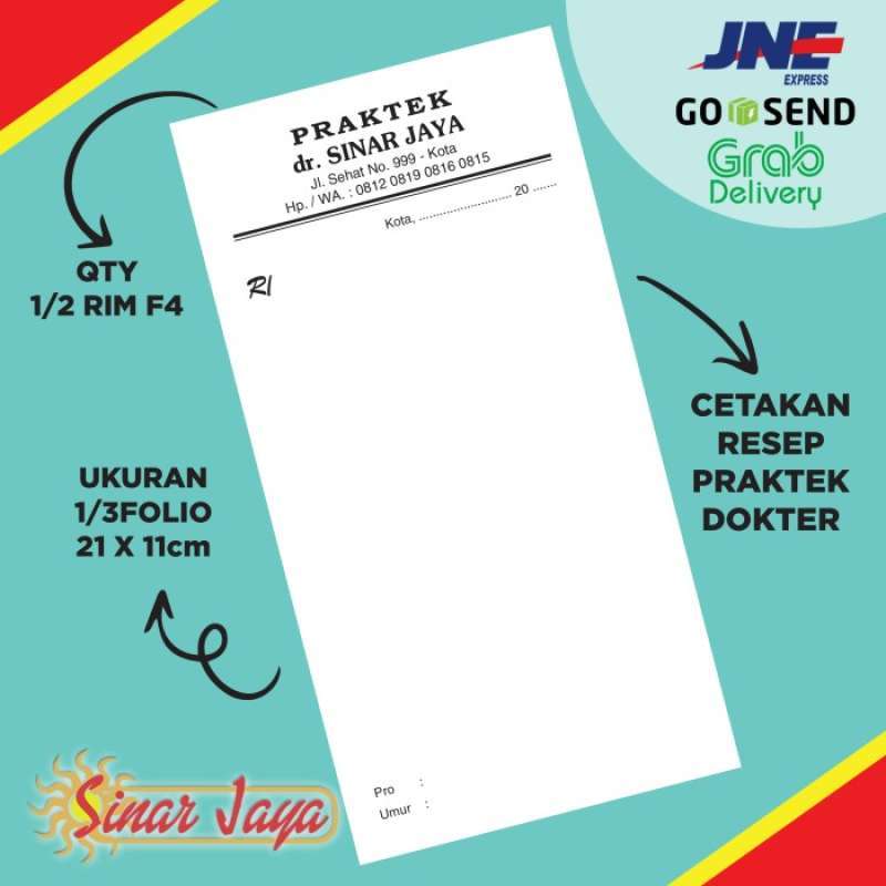 Jual Cetak Buku Resep Dokter | Resep Apotek | Resep Klinik (1 Ply) 1/2 ...