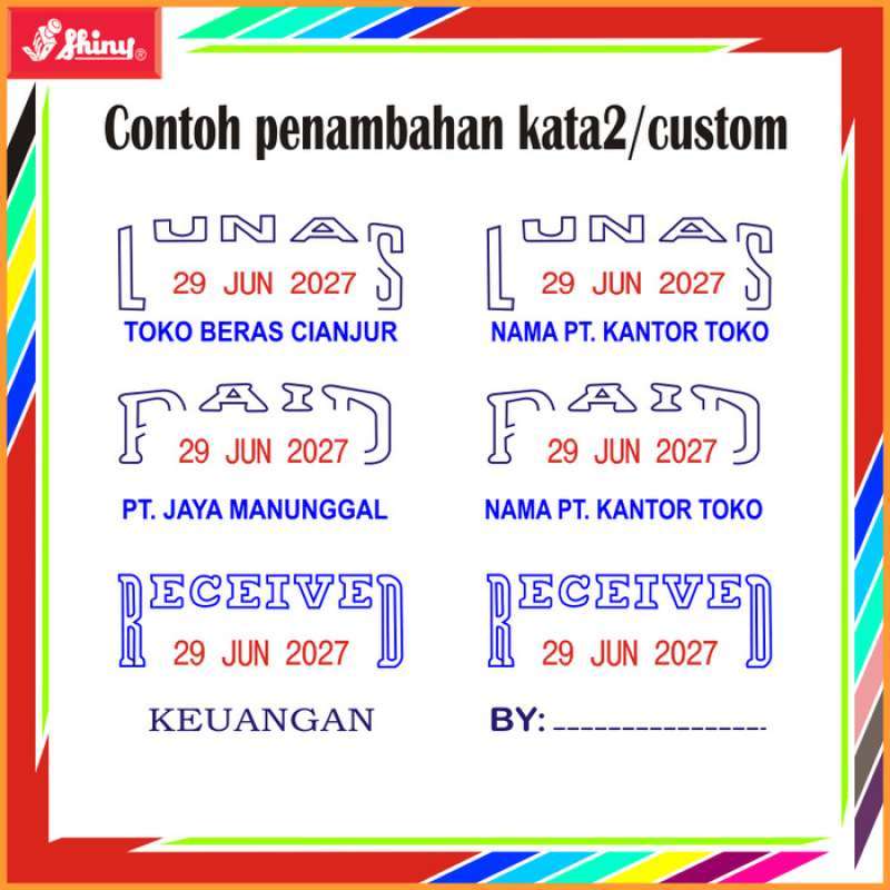 Jual Stempel Otomatis Cap Shiny Lunas Tanggal Paid Received Kantor Toko - Bak Stempel Di Seller ...