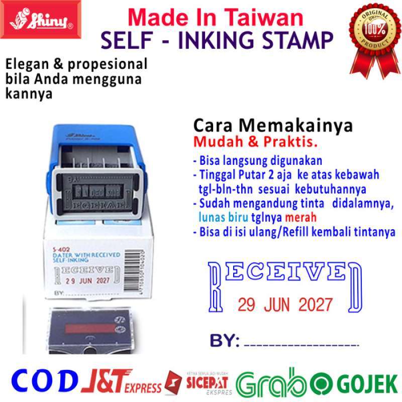 Jual Stempel Otomatis Cap Shiny Lunas Tanggal Paid Received Kantor Toko ...
