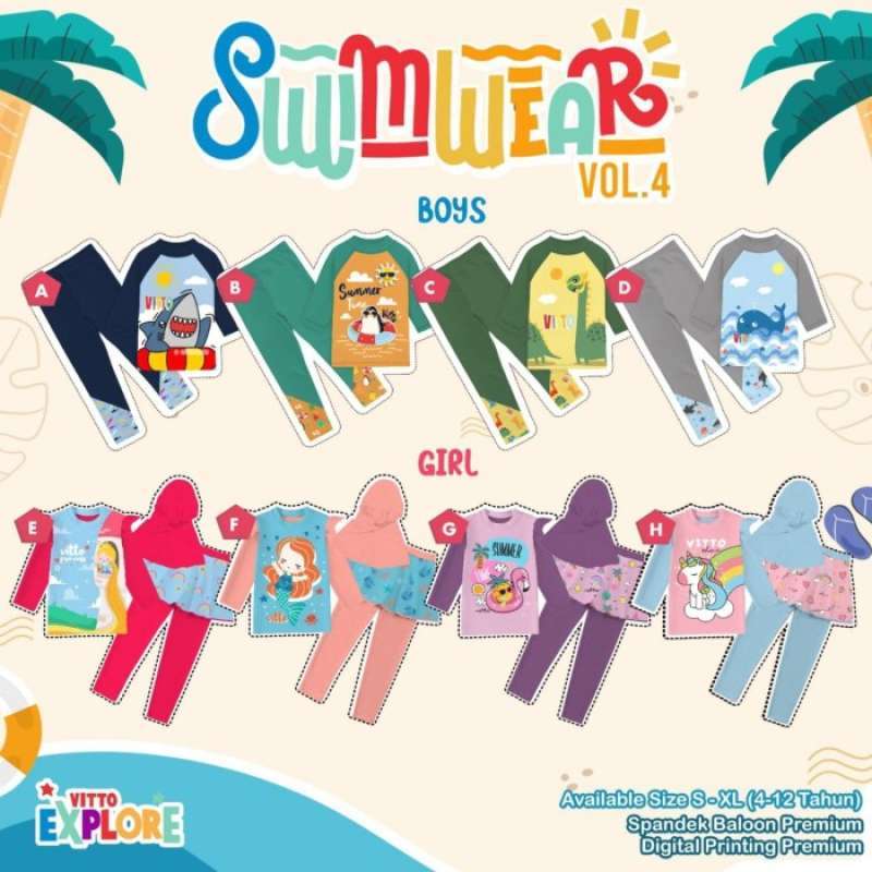 Jual Set Baju Renang Anak Laki Laki Dan Perempuan Plus Hijab Vitto ...
