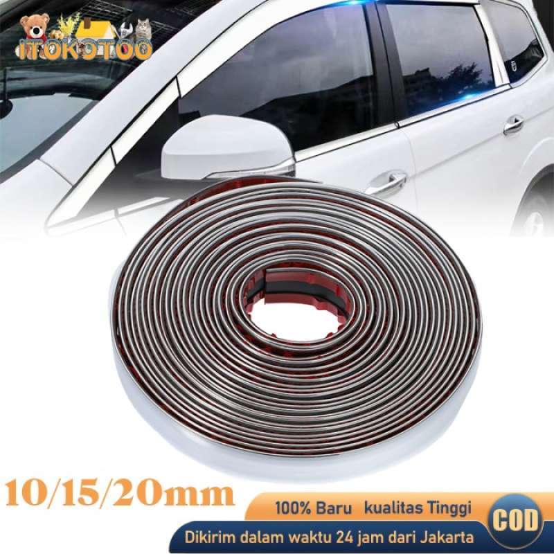 Jual 15 Meter List Chrome Mobil Universal Kaca Sill Pintu Bemper - 15mm ...