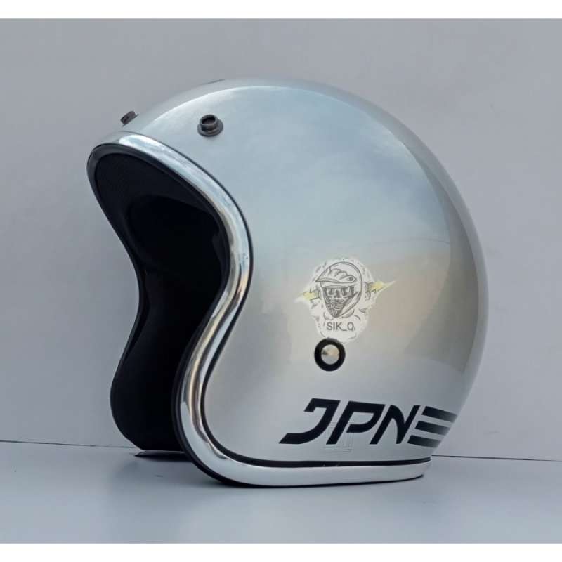 Jual Helm Bogo Retro Jpn Original List Chrome Silver Metalik Paket Kaca ...