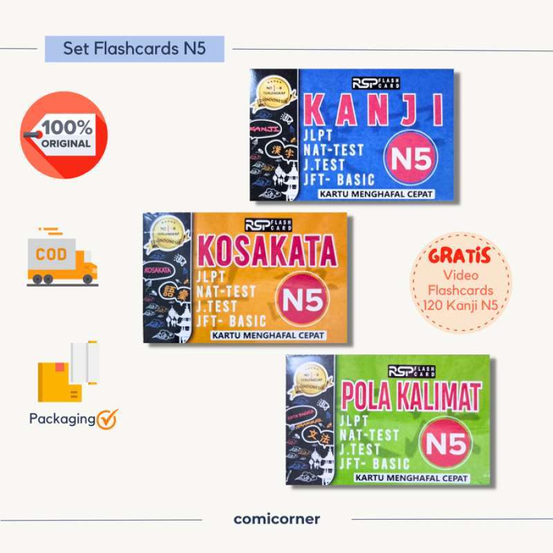 Promo Flash Cards Set Jlpt N5 Bahasa Jepang Diskon 23% Di Seller ...