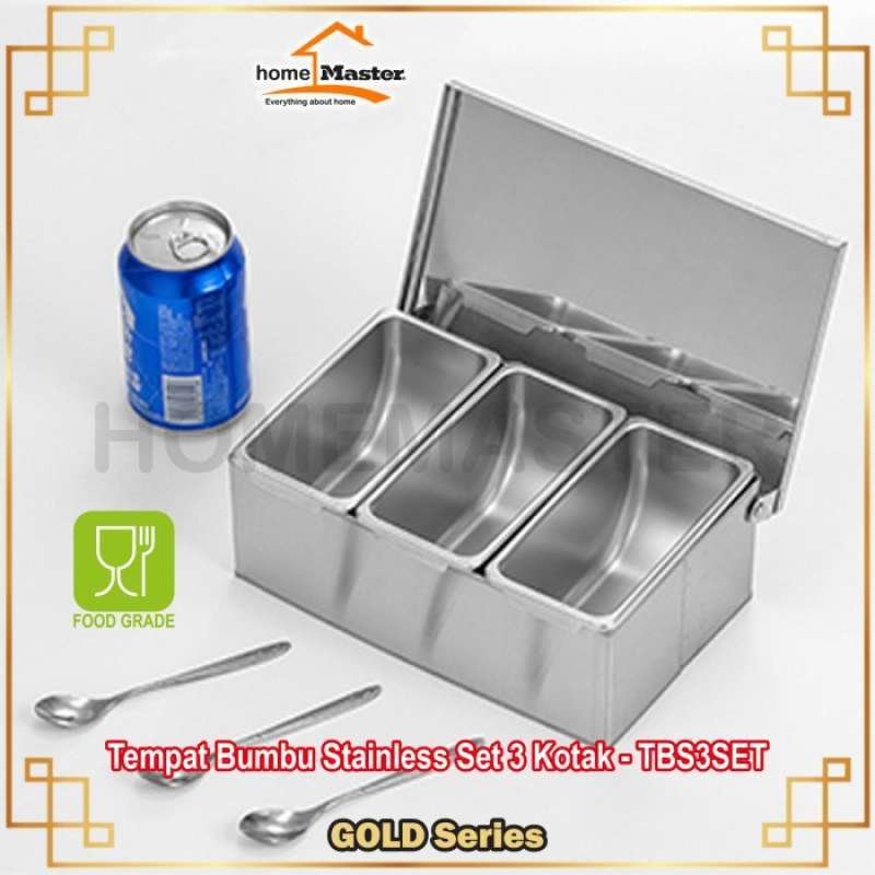 Jual Tempat Bumbu/condiment Container Stainless Tebal Set 3 Pcs Tbs3set ...