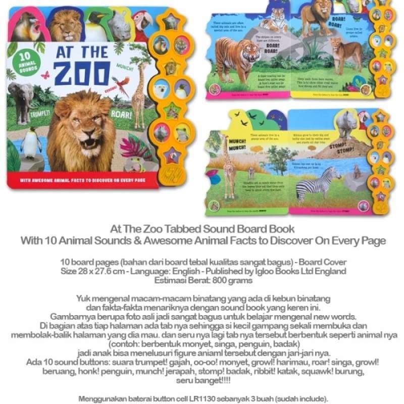 Promo At The Zoo Tabbed Sound Board Book With 10 Animal Sounds Diskon ...