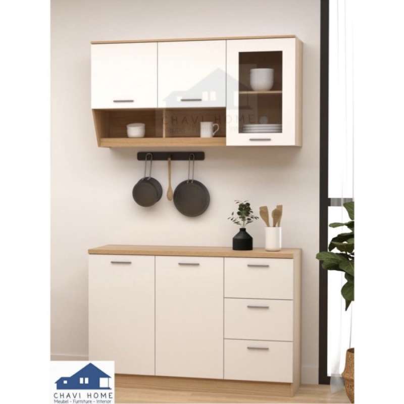 Jual Kitchen Set Lemari Dapur Rak Piring 3 Pintu Termurah White ...