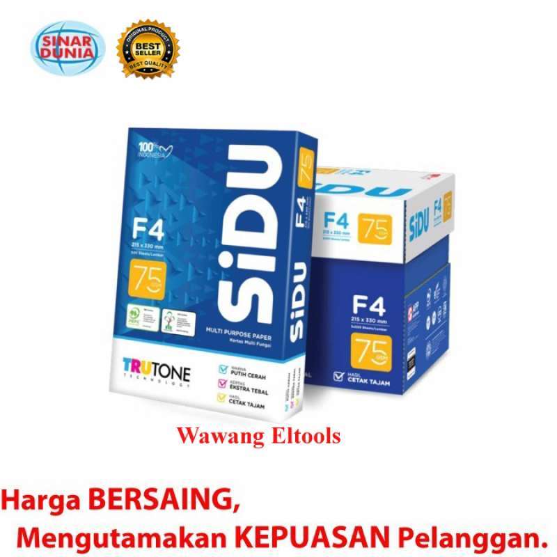 Jual Kertas Hvs Folio Sinar Dunia 70 Gsm Sidu F4 70 Rim / Per Box / 5 ...