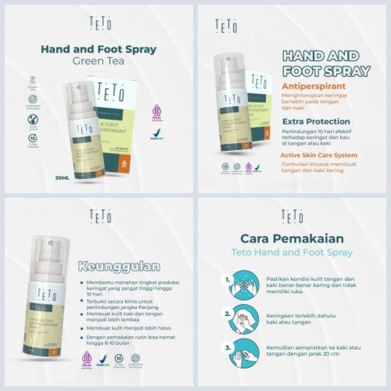 Jual Teto Hand And Foot Antiperspirant Spray 30ml Extra Green Tea Di ...