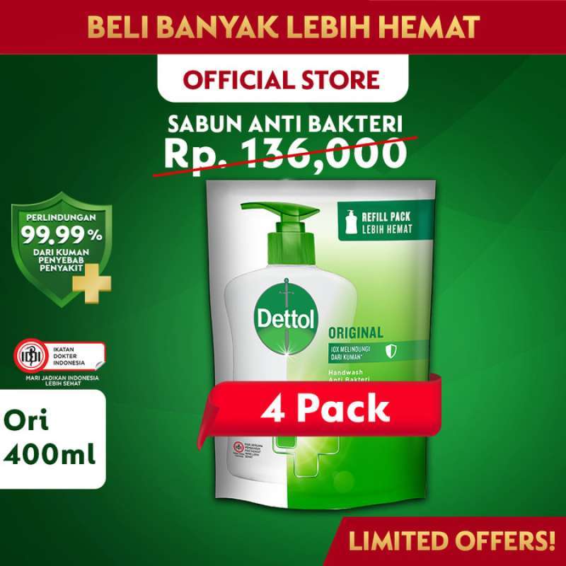 Jual Dettol Sabun Cuci Tangan Anti Bakteri Original 400ml X4 Di Seller Aghanim - Cengkareng ...