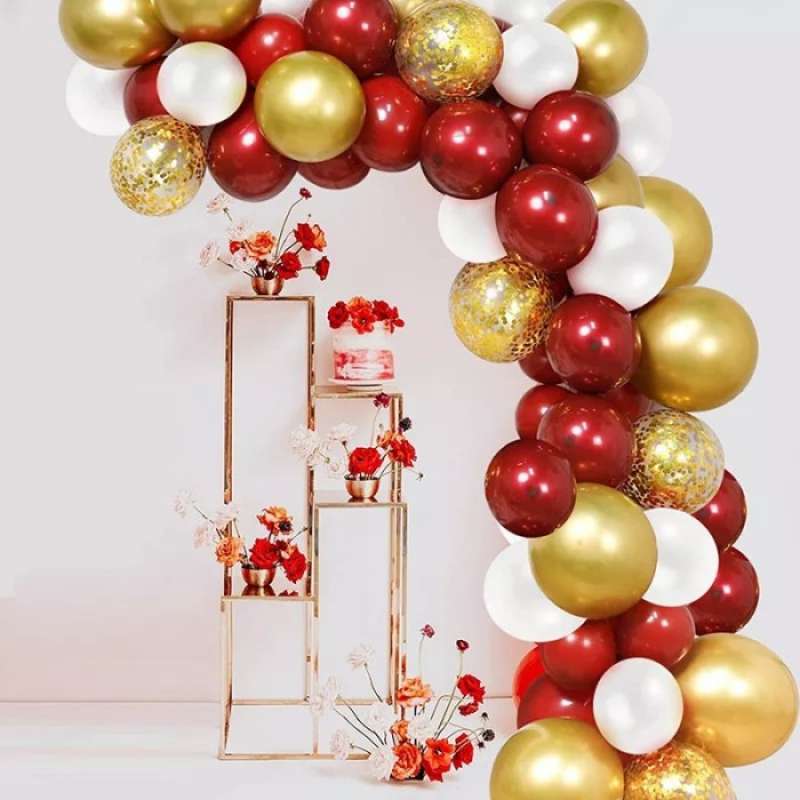 Jual Paket Balon Garland Latex Mix 100 Pcs Gold & Merah Pomegranate ...