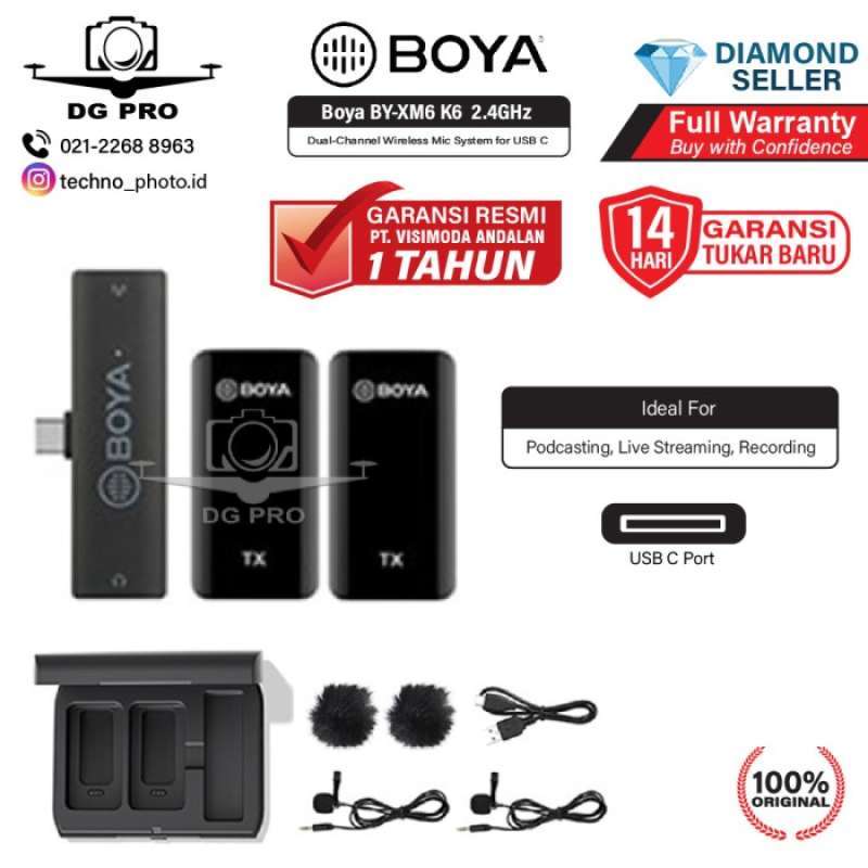 Promo Boya By-xm6 K5 - K6 2.4ghz Dual- Wireless Mic System For Usb C Diskon 23% Di Seller ...