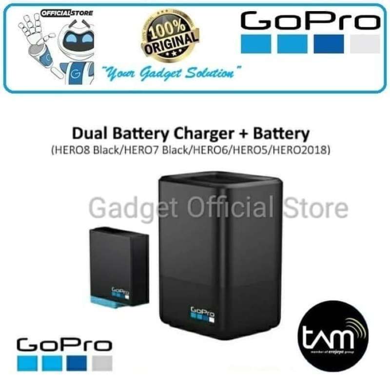 Promo Dual Battery Charger + Battery Gopro Hero 8 Black Hero 7/6/5 ...