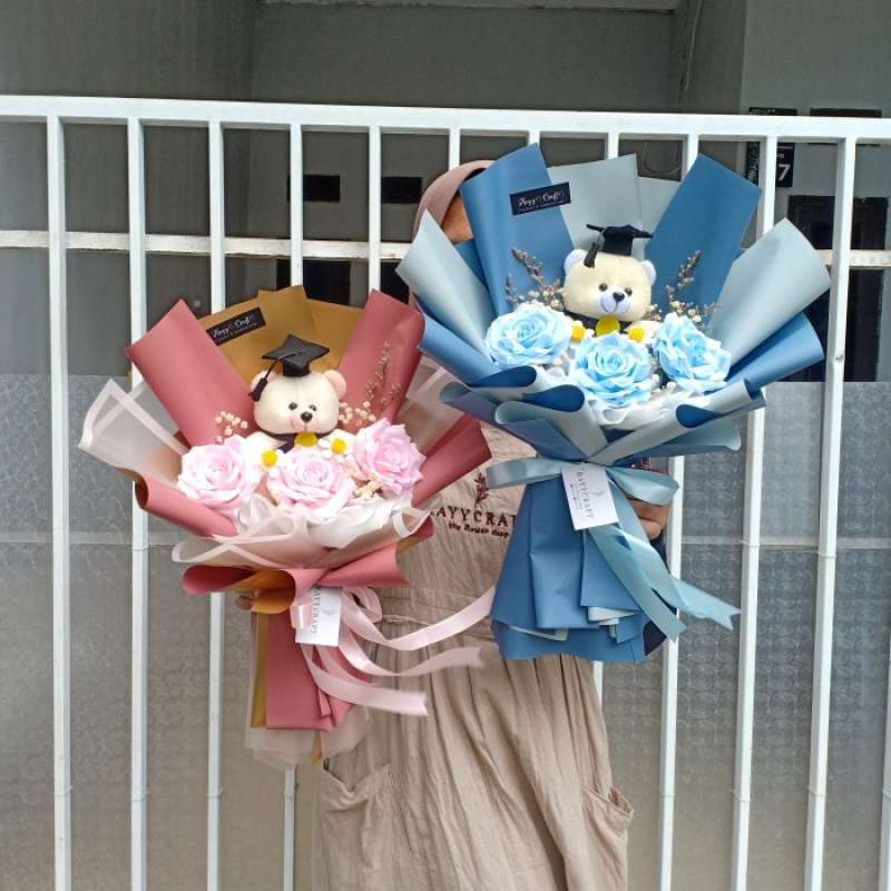 Jual Bouquet Graduation Buket Wisuda Flanel - Maroon Di Seller Yama ...