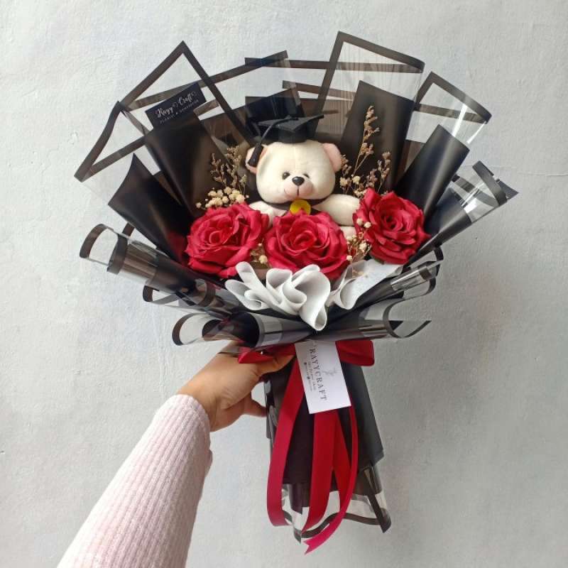 Jual Bouquet Graduation Buket Wisuda Flanel - Maroon Di Seller Yama ...