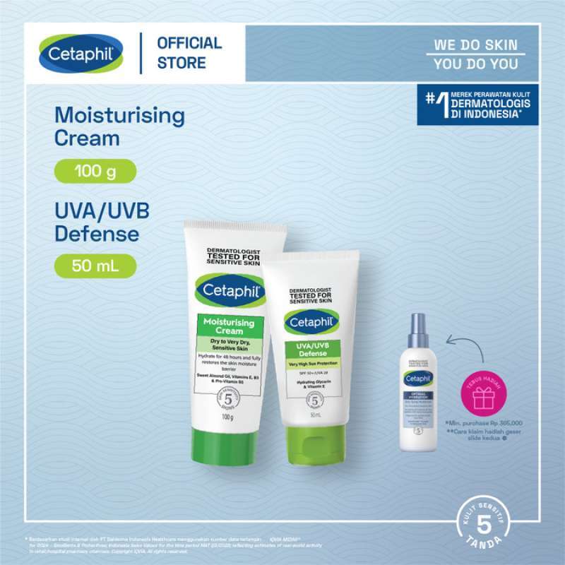 Jual Cetaphil Moisturizing Cream 100g + Uva/uvb Defense Spf50 - 50ml Di Seller Aghanim ...
