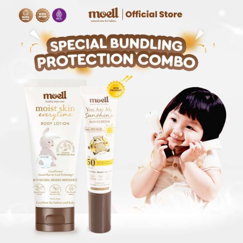 Jual Moell Protection Combo Sunscreen 30gr & Body Lotion 185gr Di ...