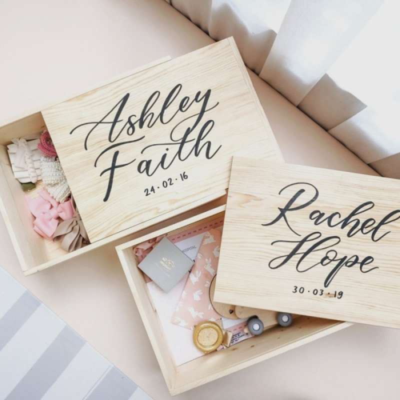 Jual Lettering Keepsake Box - Box Kayu - Box Kenangan Bayi - Kado Unik ...
