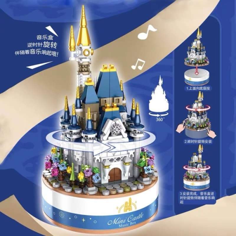 Jual Diy Lego Rotating Music Box Building Blocks Kotak Musik - Castle ...