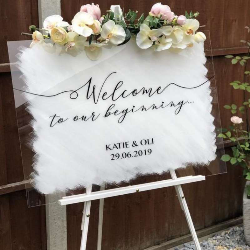 Jual Welcome Sign Wedding / Welcome Sign Akrilik - Standing Kayu Di ...