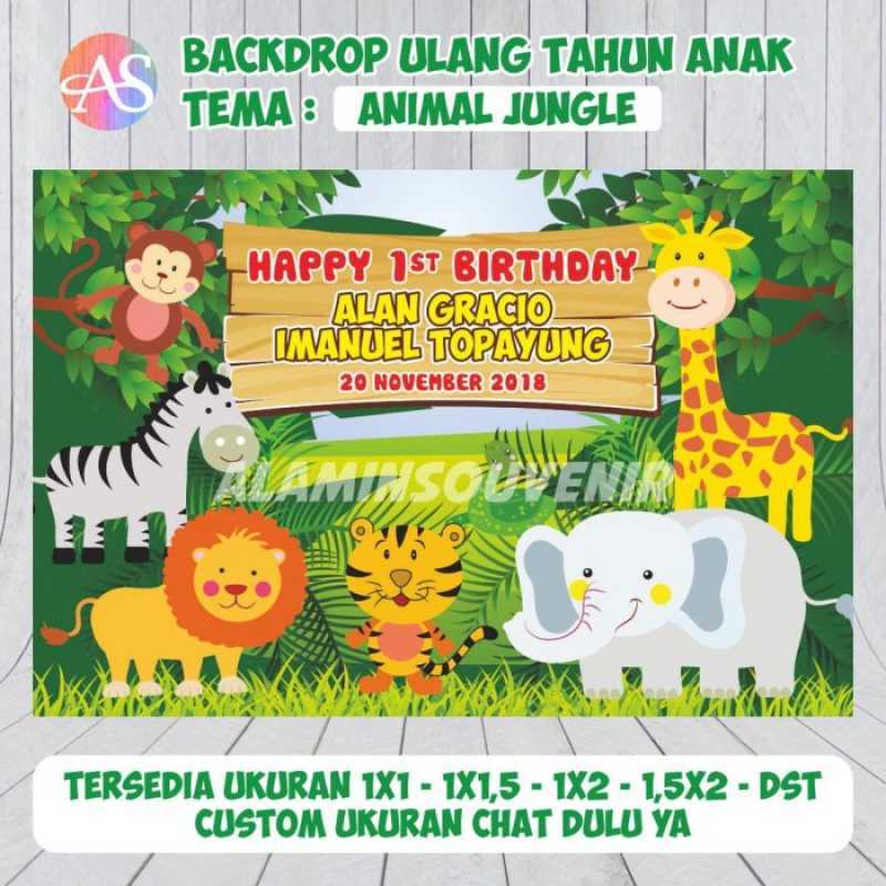 Jual Backdrop Spanduk Banner Ulang Tahun Anak Tema Animal Tribal Jungle ...