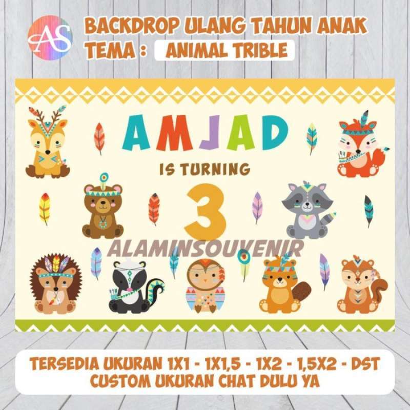 Jual Backdrop Spanduk Banner Ulang Tahun Anak Tema Animal Tribal Jungle ...
