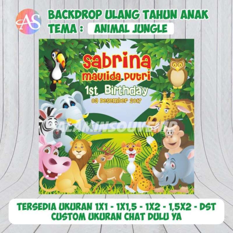 Jual Backdrop Spanduk Banner Ulang Tahun Anak Tema Animal Tribal Jungle ...