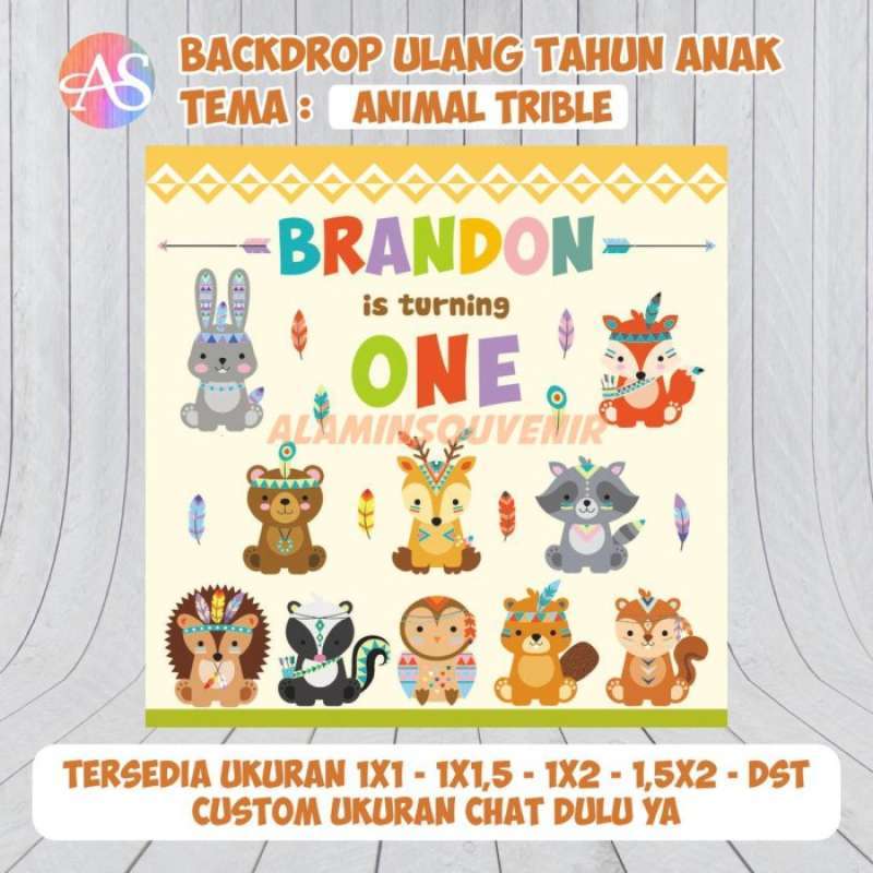 Jual Backdrop Spanduk Banner Ulang Tahun Anak Tema Animal Tribal Jungle ...