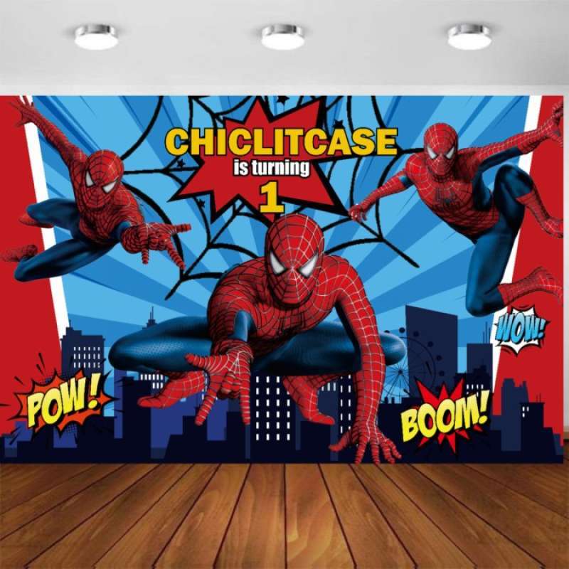 Jual Custom Backdrop Ulang Tahun Spiderman Superhero Dekorasi Banner ...