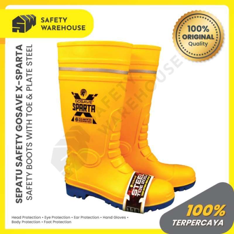 Jual Sepatu Boots Safety Karet Pvc Ujung Besi Pelindung Steel Toe X ...