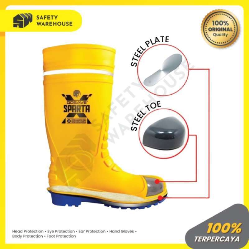Jual Sepatu Boots Safety Karet Pvc Ujung Besi Pelindung Steel Toe X ...