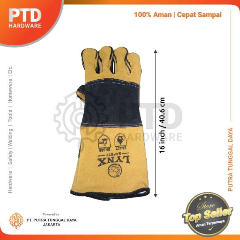 Jual Sarung Tangan Kulit Tebal Las Welding Anti Panas 16 Inch Kuning ...