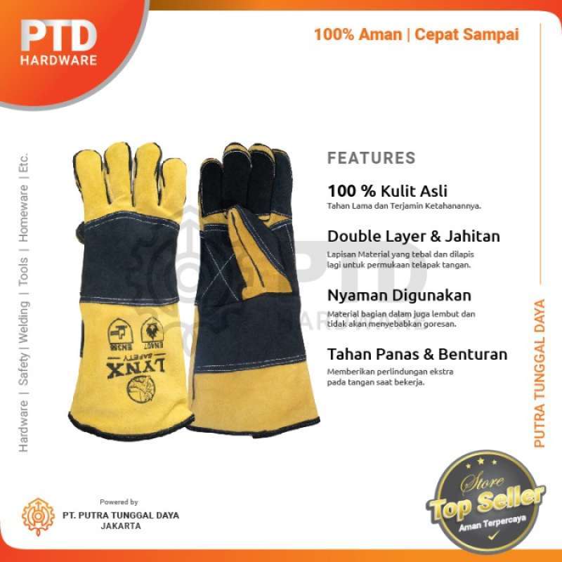 Jual Sarung Tangan Kulit Tebal Las Welding Anti Panas 16 Inch Kuning ...