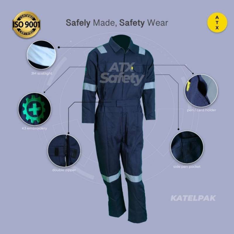 Jual Wearpack Baju Safety Katelpak Coverall Terusan Jumpsuit Navy Atx ...