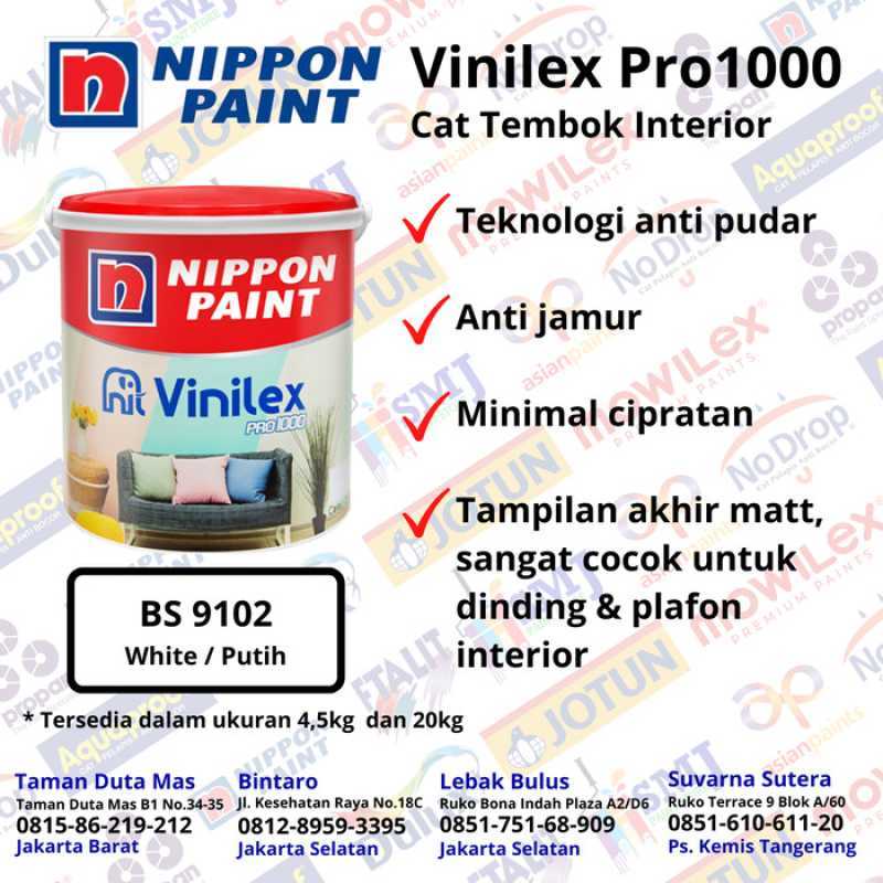 Jual Promo Cat Tembok Interior Nippon Paint Vinilex Pro Putih 9102 5 Kg ...
