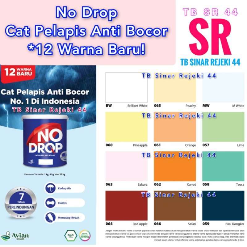 Jual No Drop Galon 4 Kg Warna Komplit Cat Tembok Pelapis Anti Bocor ...