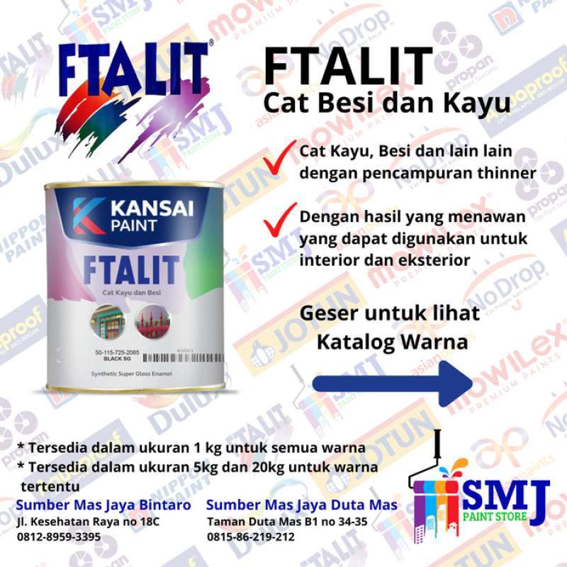 Jual Cat Besi Dan Kayu Minyak Ftalit Semua Warna Gloss Ukuran 1 Kg /1 Liter Di Seller Raindrop ...