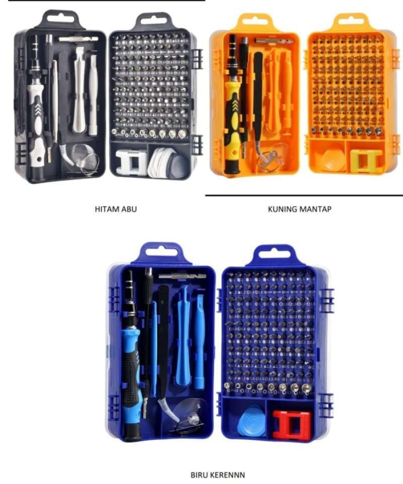 Jual Obeng Hp Full Set Obeng Service Komputer Laptop Hp Servis 115 In 1 - Biru Mix Di Seller ...