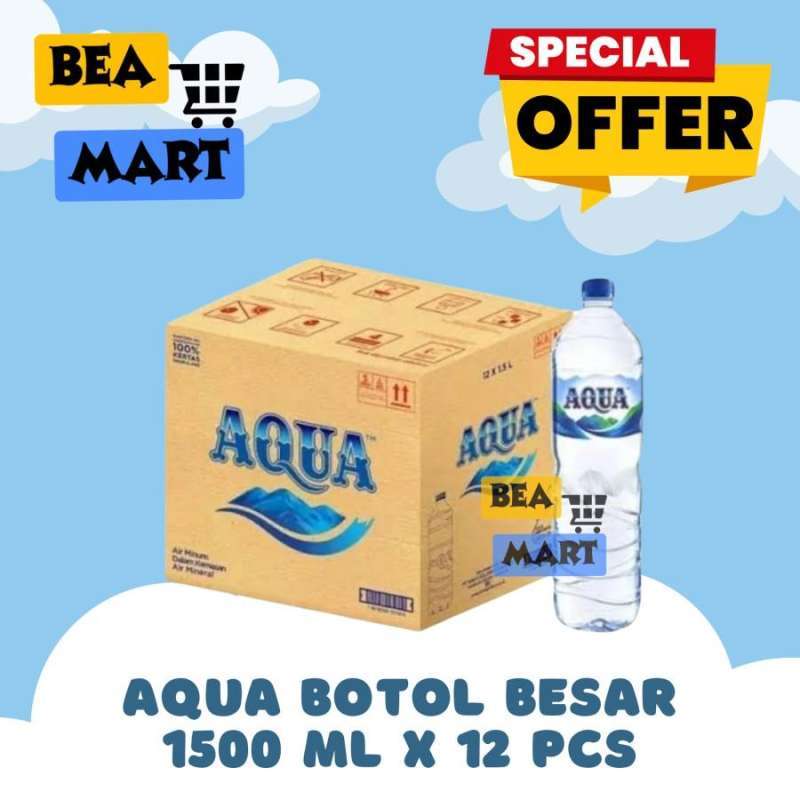 Jual Aqua 1500 Ml 1 Dus Isi 12 Botol | Air Mineral Besar Gede 1500ml Instan Di Seller Beamart ...