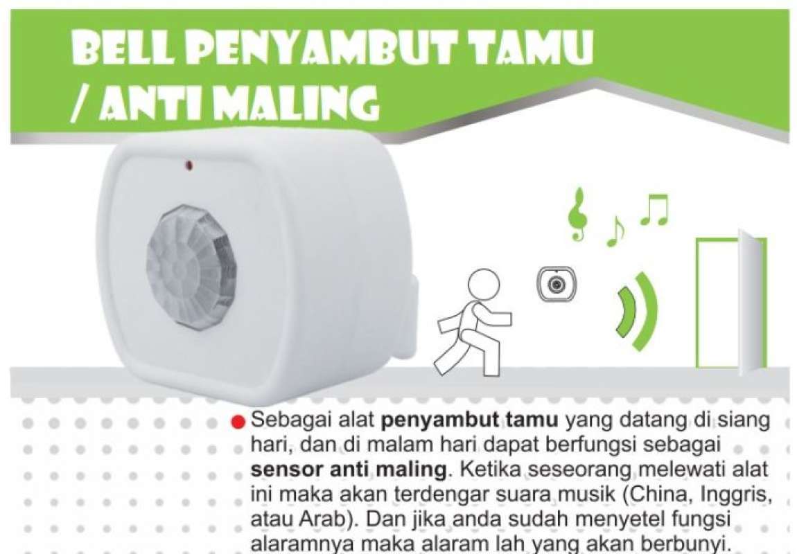 Jual Bell Pintu Sensor Gerak Alarm Penyambut Tamu Sensor Gerak Anti ...