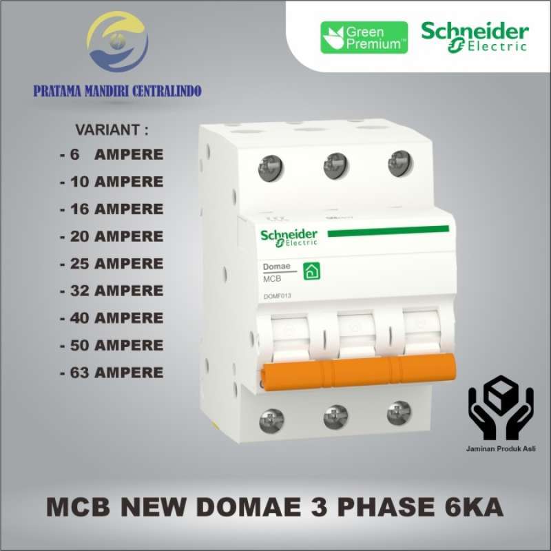 Jual Mcb 3 Phase New Domae 6ka Schneider 3 Pole 3p - 6 Ampere S.d 63 ...