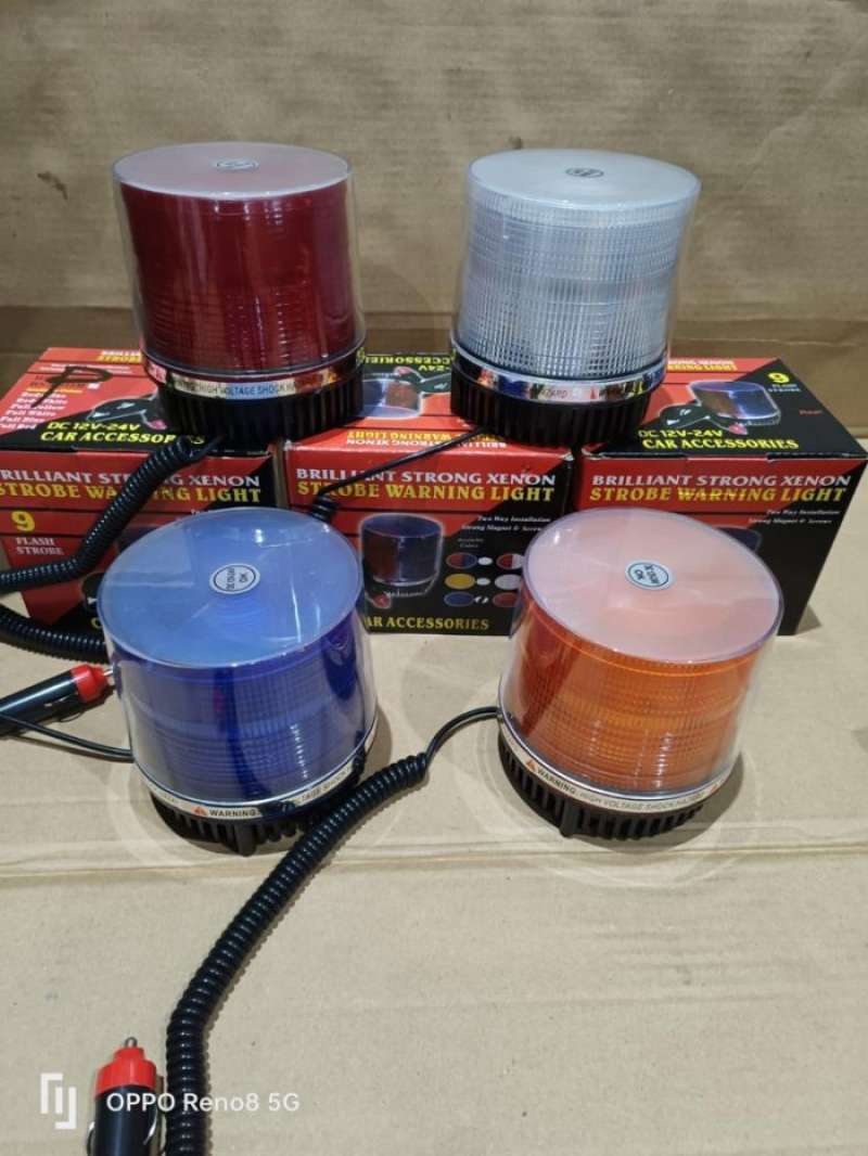 Jual Lampu Rotary/rotator Kedip 9 Flash Blitz 12-24volt Dc Magnet Putih - Putih Di Seller ...