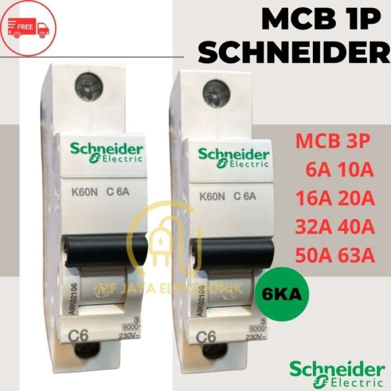Jual Mcb Schneider 1 Phase 6a 10a 16a 20a 32a 40a 50a 63a Original - 6a ...